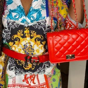 Bags | Red Quilted Leather Gold Purse | Poshmark
